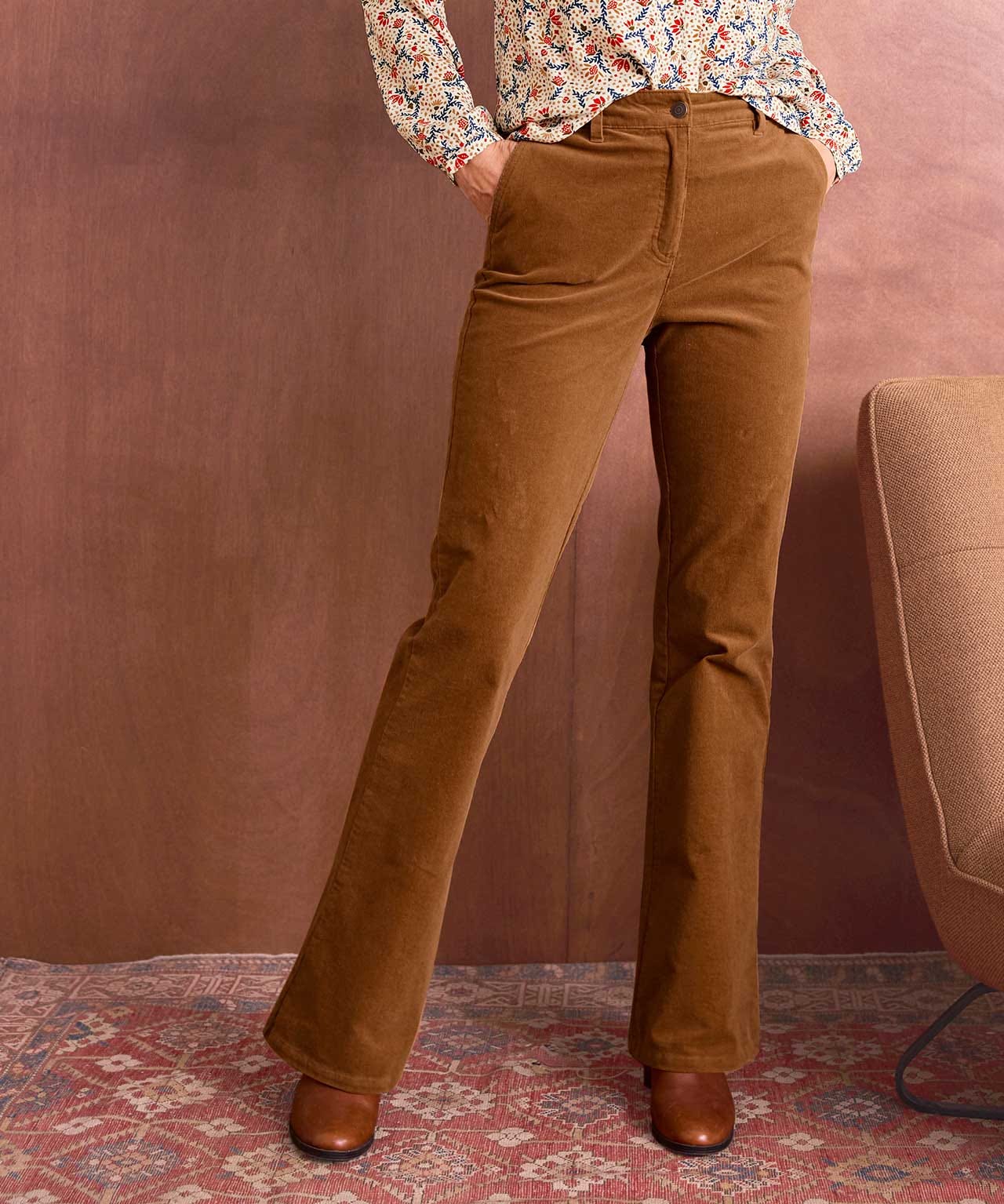 Cord Flared Trousers - Trousers - Damart.co.uk