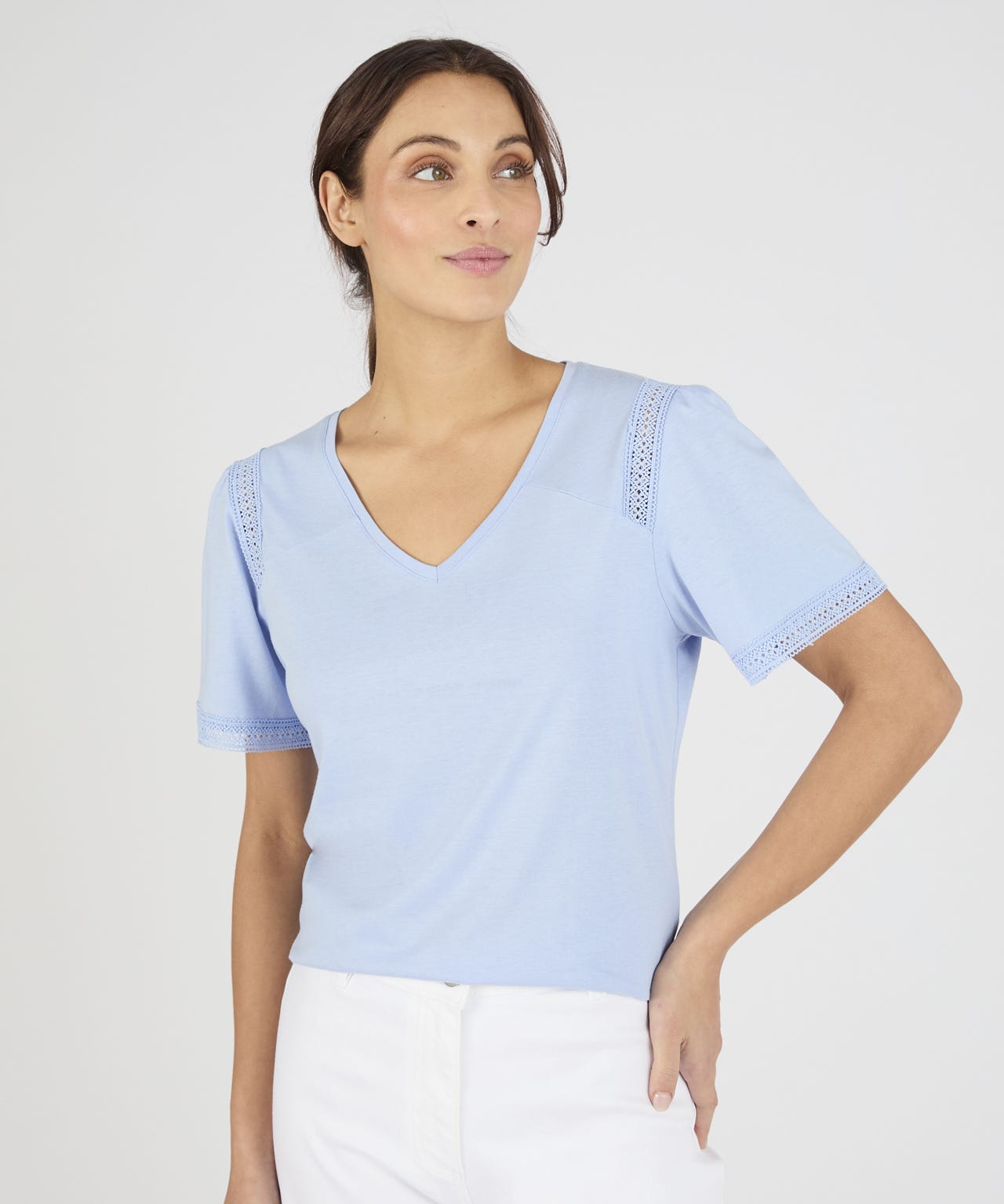 Soft Lace Trim Top - T Shirt - Damart.co.uk