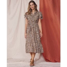 Printed Tiered Hem Dress - Dress - Damart.co.uk