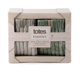 Totes toasties® Ladies 2pk Chunky Twist Wool Boot Socks - Damart.co.uk
