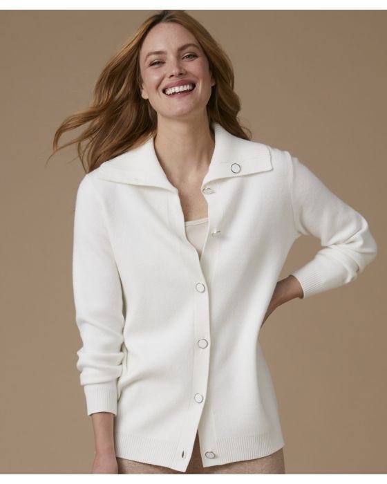 Ribbed Collar Cardigan - Cardigan - Damart.co.uk